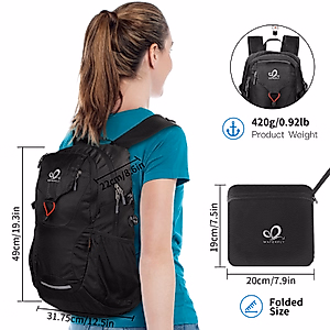 WATERFLY Lightweight Packable Hiking Backpack: Foldable Travel Daypack Ultralight Camping Day Pack for Woman Man