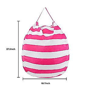 Zwish 27Inch Stuffed Animal Storage Bean Bag Chairs for Kids Room, Stuff and sit Storage Bean Bag Cover for organizing Boys and Girls Plush Toy Gift for Kids for Kids—Pink