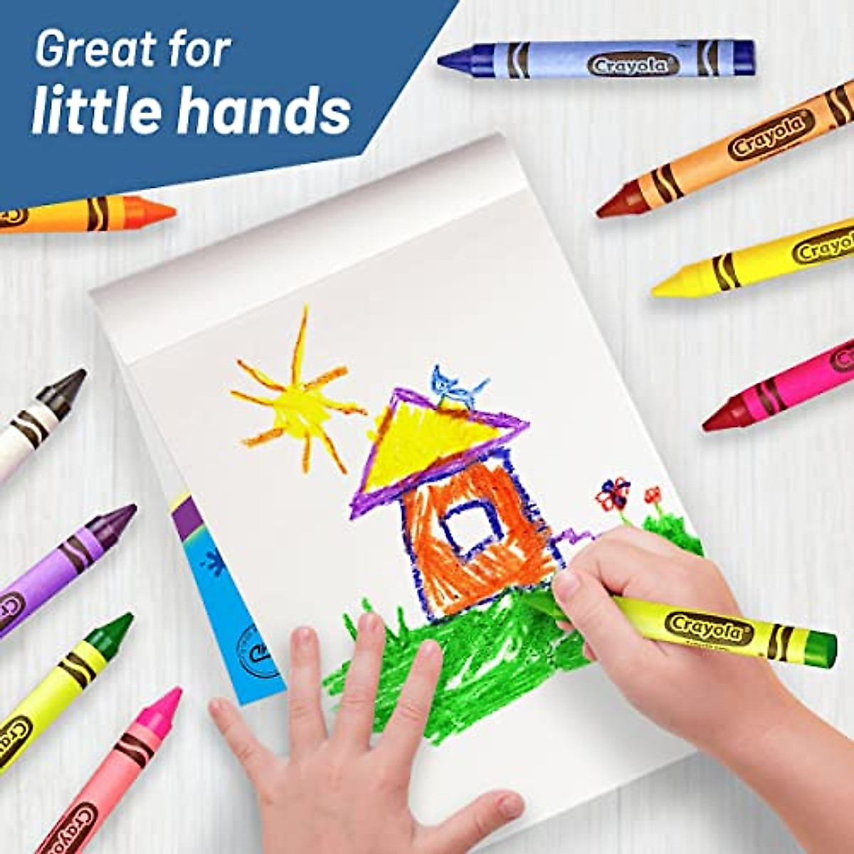 Large Jumbo Crayons for Toddlers - 16 Vibrant Colors & Doodle Pad