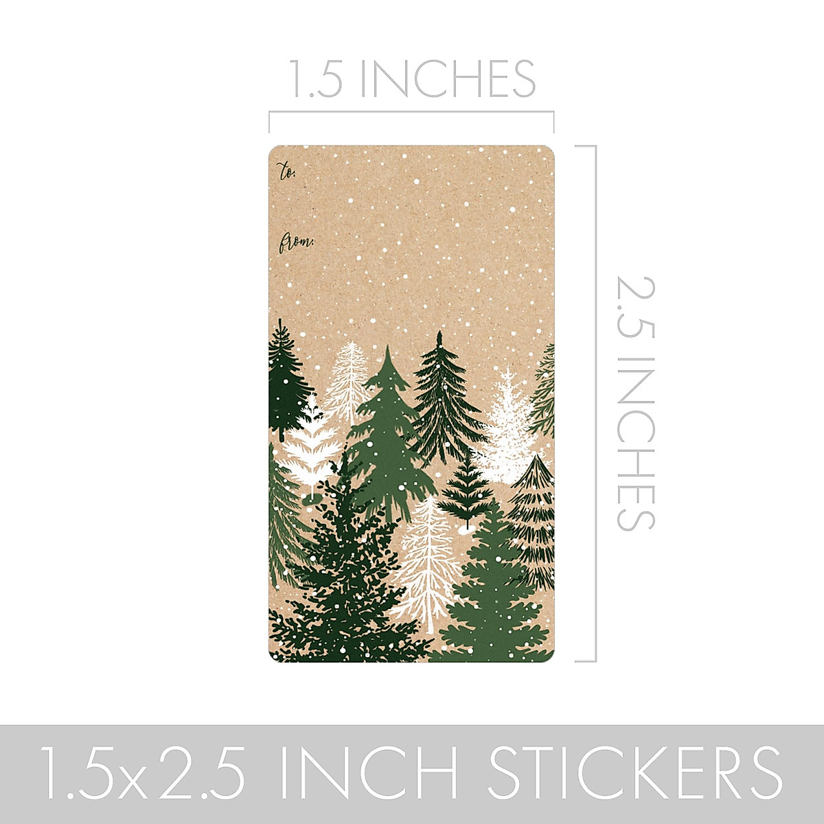Evergreen Christmas Gift Tags, Self-Adhesive Stickers – 75 Gift Wrap Tags, Peel and Stick Christmas Gift Tags