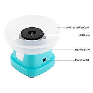 Cotton Candy Machine 400W Portable Cotton Candy Maker With Large Splash Proof Cricle, Homemade Countertop Candy Floss Maker for Kids Birthday Party Gift Christmas (Blue)