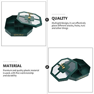Hemoton Divided Serving Dishes Candy Nut Serving Container Plastic 5 Grids Snack Serving Tray Fruit Bowl with Lid for Nut Candy Dried Fruit Food Storage Green