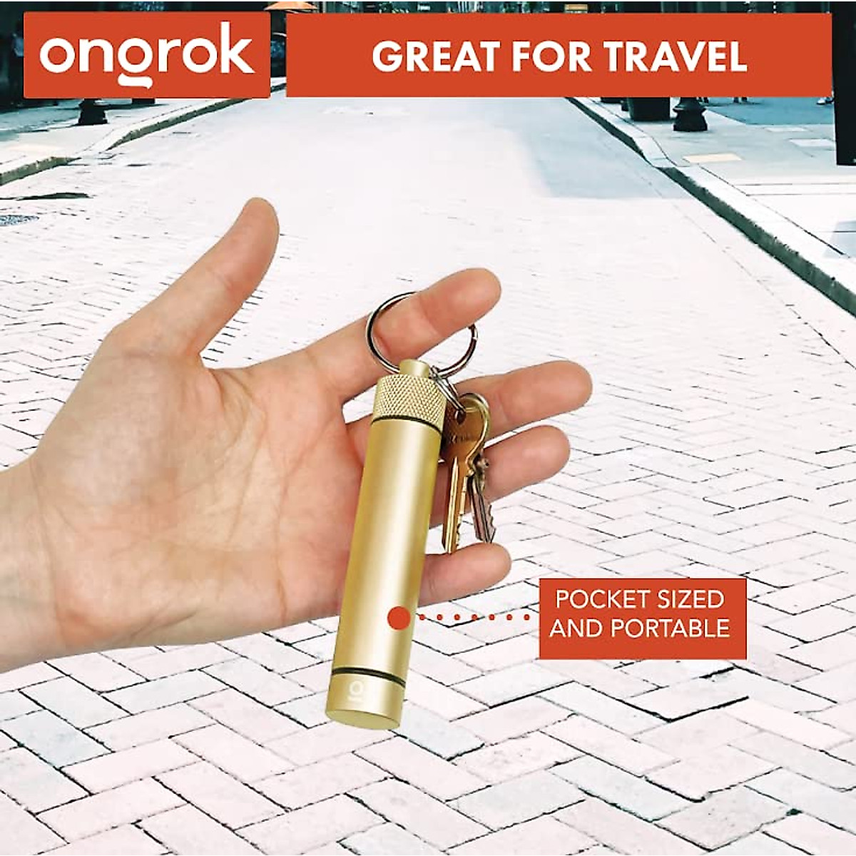 ONGROK Premium Storage Tube, Keychain, Pocket-Sized, Airtight, Aluminum Metal Holder and Case (Gold)