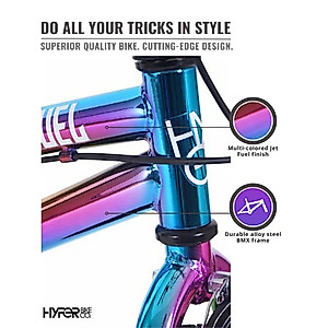 Hyper BMX Bike 18 Inch. BMX Bike for Kids Age 7-13 yrs Old, Single Speed, Front and Rear Caliper Brakes, Steel BMX Frame. 360 Handlebar Rotation. Bike Park Ready BMX Bicycle. Jet Fuel Finish