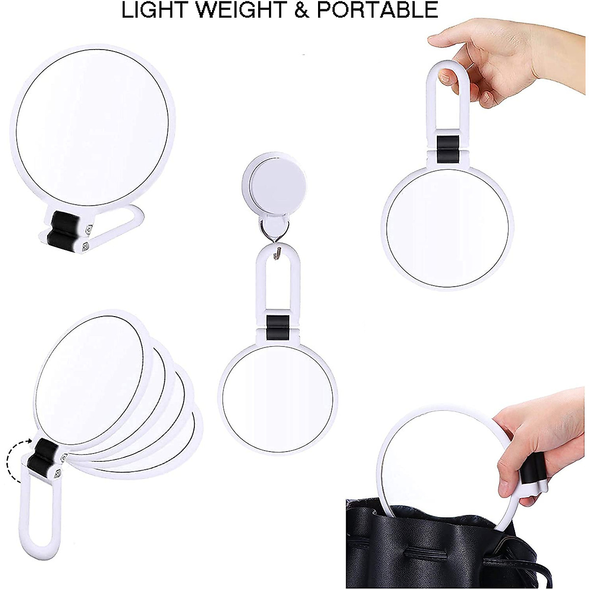 15x Magnifying Handheld Mirror,Travel Folding Hand Held Mirror,Double Sided Pedestal Makeup Mirror with 1/15x Magnification