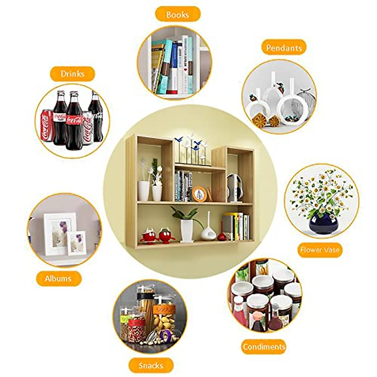 QQXX Wood Wall Mount Bookshelf,3 Tier Floating Shelves,Modern Wall Organizer Cabinets,Photos Cds Shelf,Wall Mounted Storage Rack for Kids Room Livingroom Bedroom Bathroom Kitchen