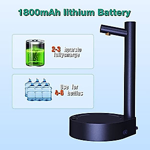 ATIDIE Intelligent Desktop Water Bottle Dispenser,USB Charging Automatic Drinking Water Bottle Pump for 5 Gallon & Universal Bottles, Portable Electric Water Dispenser for Home,Office,Outdoor (Blue)