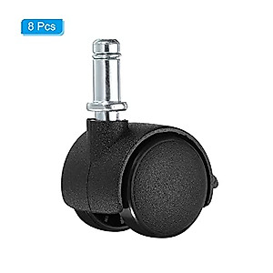 PATIKIL 1 Inch Swivel Casters, 8 Pack Nylon 360 Degree Universal Circlip Swivel Stem Wheels with Brake for Chair Furniture Replacement, Black