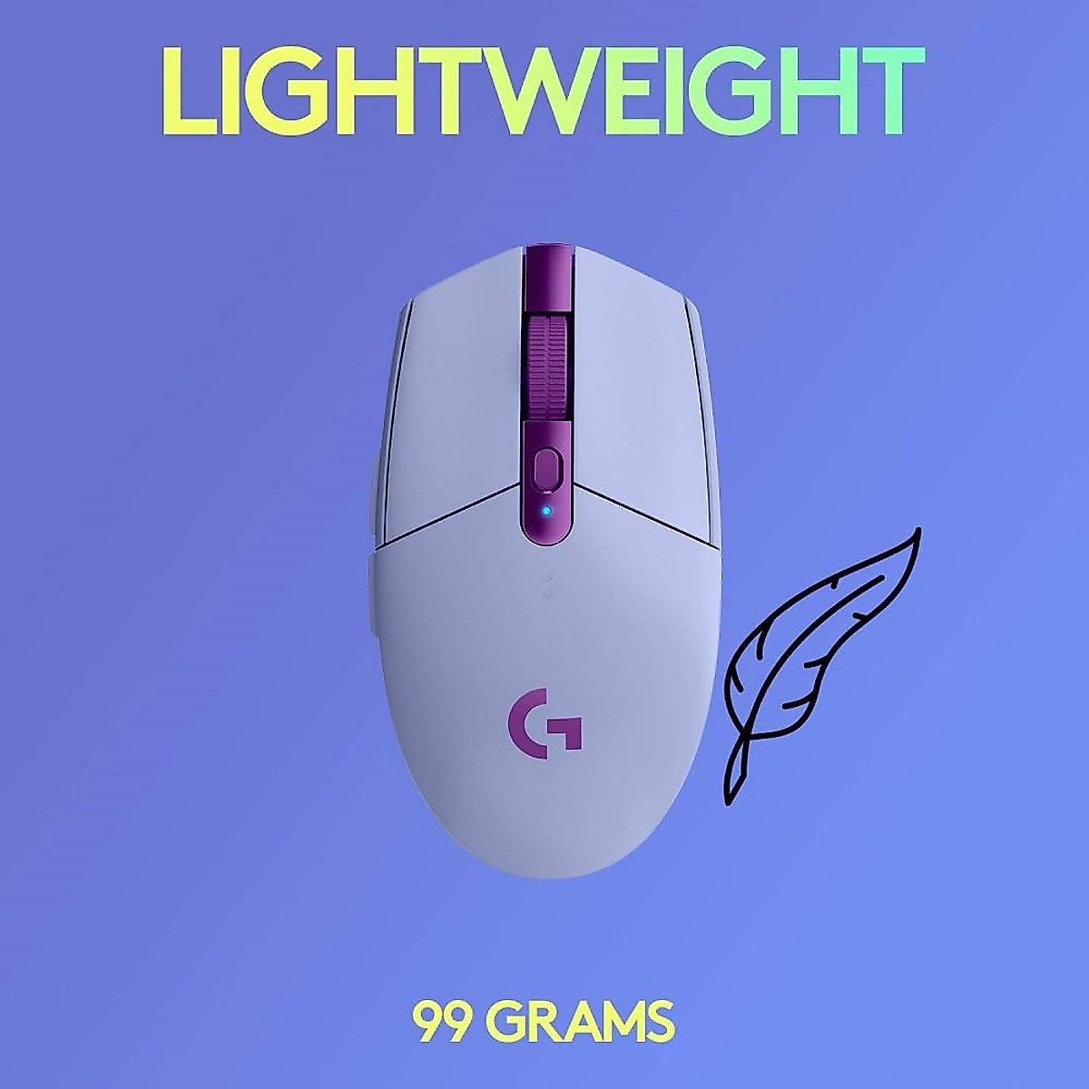 Logitech G305 LIGHTSPEED Wireless Gaming Mouse, Hero 12K Sensor, 12,000 DPI, Lightweight, 6 Programmable Buttons, 250h Battery Life, On-Board Memory, PC/Mac - Lilac