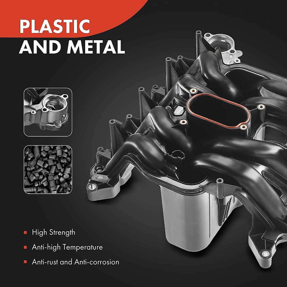 A-Premium Upper Intake Manifold with Gaskets Thermostat Kits Compatible with Ford E/F Series, E150, E250, E350, E450, F150, F250, F350, Excursion, Expedition, 5.4L V8, Replace# 2L1Z-9424-AA