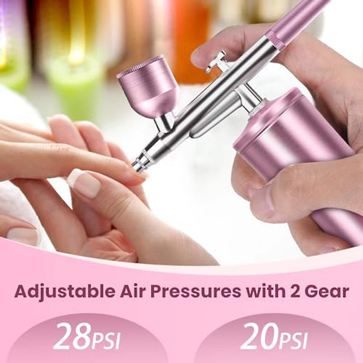 Daakro Cordless Airbrush Set - Portable Rechargeable Airbrush Kit with Compressor, Auto Handheld Air Brush Gun Sets for Makeup, Nail Art, Cake Decor, Model Painting, Barber, Tattoo