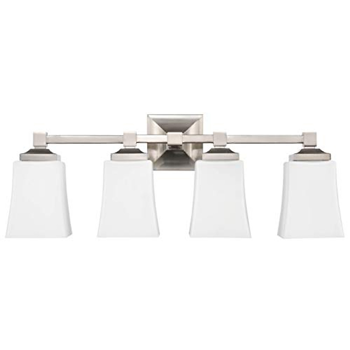 Linea di Liara Brighton 4 Light Bathroom Vanity Light Polished Chrome Bathroom Light Fixtures Over Mirror Modern Vanity Lighting Fixture with Frosted Glass Shade, UL Listed
