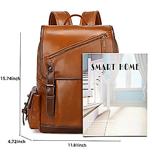 RBATG Women's Fashion Designer Backpack,Vegan Leather Backpacks For Work Travel College,Unisex Shoulder Daypack(brown-2216)