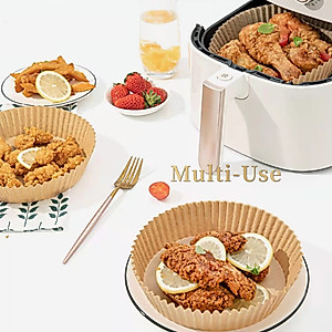 Air Fryer Parchment Paper, Non-stick Liners, Baking Paper for Air Fryer, Disposable Paper, Oil-proof, Water-proof（50PCS,7.9 Inches, Natural)