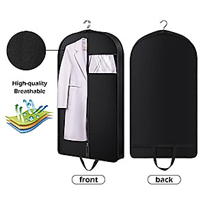 AOODA 43" Gusseted Suit Bags for Closet Storage Hanging Garment Bags for Men Travel Coat Clothes Cover with Handles (5 Packs)