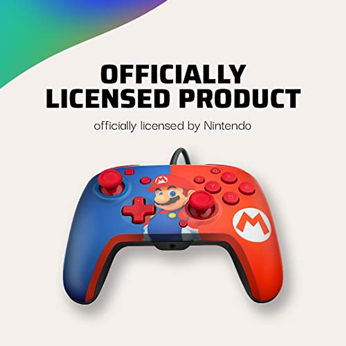 PDP REMATCH Enhanced Wired Power Nintendo Switch Pro Controller, Officially Licensed Switch Lite/OLED Compatible Gamepad, Customizable Programmable Buttons, Super Mario Power Pose (Red & Blue)
