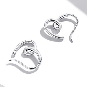BISAER Love Heart Earrings for Women 925 Sterling Silver Pull Through Hoop Earrings Heart Shape Small Hoops Earrings