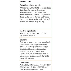 Amber NaturalZ Numo Care Lung Health Herbal Supplement for Dogs | Canine Herbal Supplement for Bronchial Support and Respiratory Lung Health | 4 Fluid Ounce Glass Bottle | Manufactured in The USA