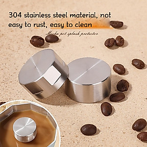 Moka Coffee Pot Splashing Proof Cover Anti Rust Stainless Steel Splash Cap Accessory 2Pcs Coffee Machines Appliances