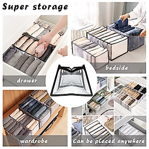ULENDIS 9 Pack Wardrobe Clothes Organizer for Drawers, Foldable Clothes Drawer Mesh Separation Box, Drawer Dividers for Clothes Pants Jeans T Shirt (2Jeans+2Bra+(Legging+Shirt+Panties+Sock)*1)