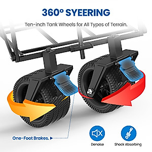 OFFBAIKU Collapsible Folding Wagon with 330lbs Weight Capacity Wagon Cart Heavy Duty Foldable with Big All-Terrain Wheels Beach Wagon Utility for Beach,Sand,Camping,Black