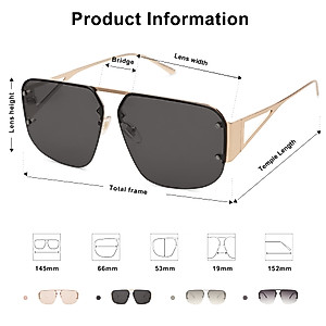SOJOS Trendy Aviator Sunglasses Mens Womens Retro Metal Rimless Frame Shades Lentes De Sol Para Mujer SJ1192 Gold