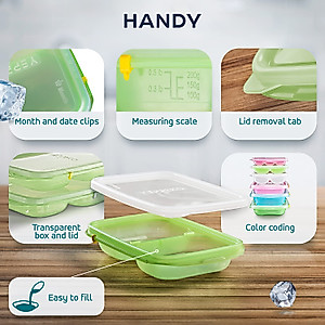 Freezer Food Trays Cubes - Stock Storage Freeze Cup Cubes with Leakproof Lids 6 piece (3 Trays + 3 Lids) - Freezer Portion Containers - Soup Meal Ice Cube Portion Trays with Cube Lids