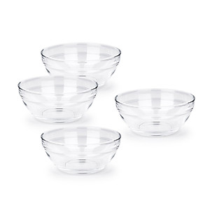 SQARR Mini Glass Bowl, 4 Ounce Capacity, (4 Pack)