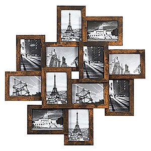 SONGMICS 4x6 Collage Picture Frames, Multi Picture Rustic Photo Frame Set with Glass Front for Wall Décor, Assembly Required (12-Pack)