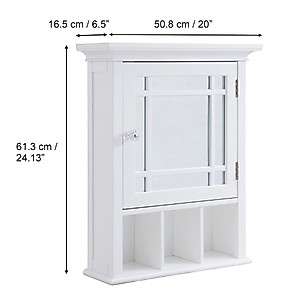Elegant Home Fashions Neal Removable Wooden Medicine Cabinet with Mirrored Door, White