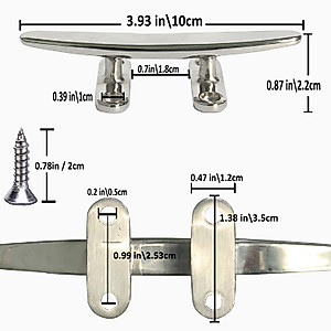 ZOMCHAIN Boat Cleat Open Base Boat Cleat, Dock Cleat All 316 Stainless Steel Boat Mooring Accessories, Include Installation Accessories Screws