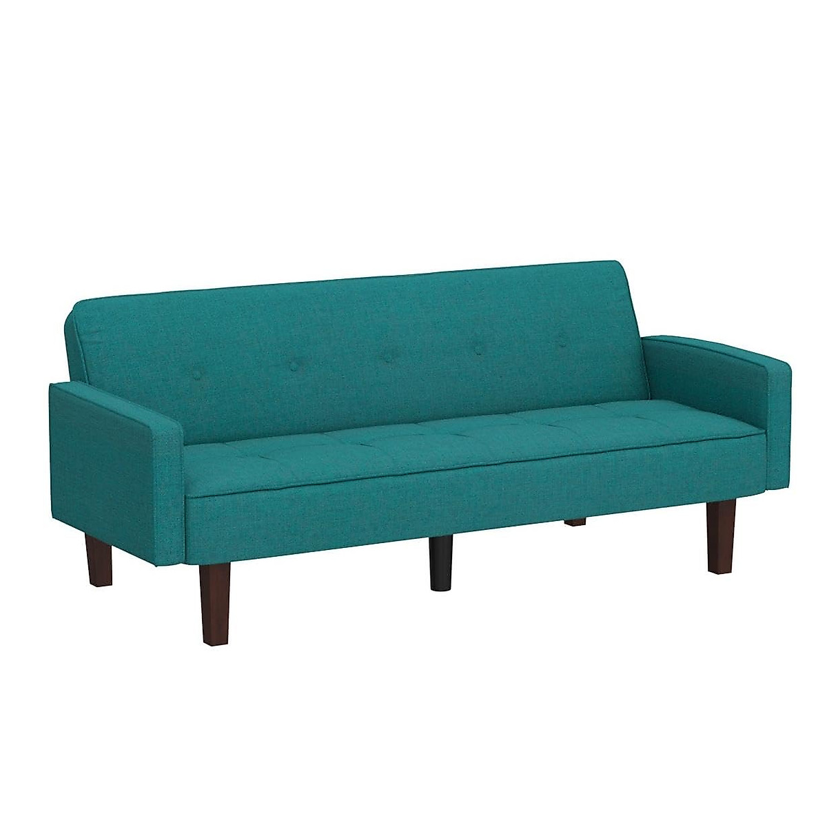 Olela Sofa Bed Convertible Sofa Couch Futon Sleeper Linen Fabric Reclining Sofa with Armrest Wood Legs for Living Room Furniture (Green)