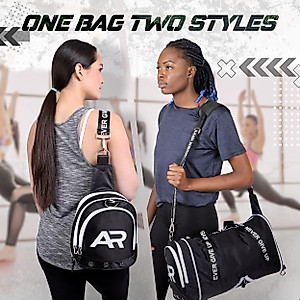 RED supplies Black Convertible Gym Bag With Cross Body Bag for man and women with multiple pockets