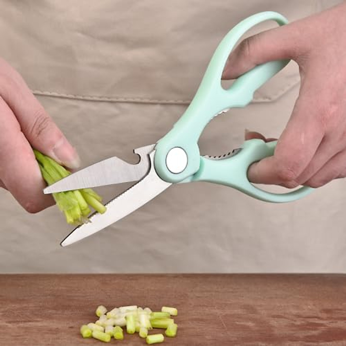 Kitchen Knife Set Non Stick Knives with Wood Storage, Serrated Steak Knife, Chef Knife, Scissors with Sharpener, 15Pcs Ultra-Sharp Cutlery Block Sets for Home & Pro Use Best Gift (Teal)