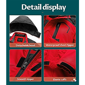 CREATMO US Boy's Winter Ski Jacket Windbproof Waterproof Snow Parka Red 14-16