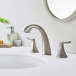 Bathroom Faucet Brushed Nickel,Widespread Bathroom Faucet for 3 Hole,Bathroom Sink Faucet 2 Handles Vanity Faucet,HOMELODY Lavatory Faucet 8 Inch with Pop Up Drain
