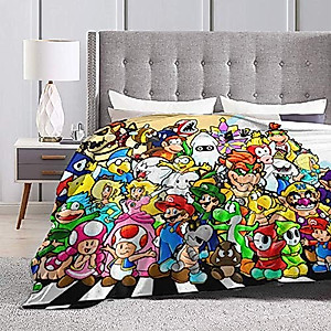 Taodfng Su-per Ma-Rio Blanket Flannel Summer Air Conditioner Super Soft Plush Fleece Throw Blanket Home Bed Sofa All Season 80"" x60