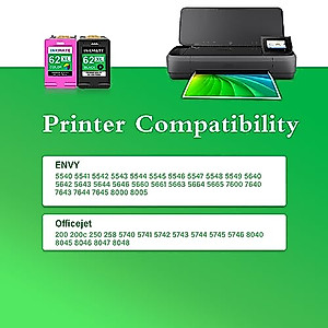 62XL Ink Cartridges Comba Pack Replacement for HP 62xl Ink 62XL Works with HP Envy 5540 5549 5640 5660 7640 7645 (2Pack 1Black,1Color)