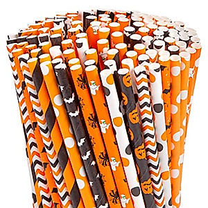 HANSGO 180PCS Halloween Paper Straws and Flamingo Paper Straws