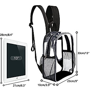 OSOCE Black Mini Clear Backpack Heavy Duty,Clear Bag Stadium Approved,PVC Transparent Clear Book Bag with Adjustable Shoulder Straps for Security Work Concert Festival Travel