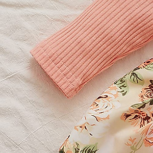 Infant Baby Girl Bodysuits Romper Lace Sweater Onesie Shorts Ruffle Long Sleeve Newborn Fall Winter Clothes (T-Pink, 0-3 Months)