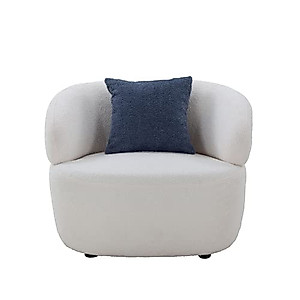 Mid-Century Modern Curved Living Room Sofa, Single Lounge with Pillows, 1-Person Fabric Sofa for Living Room, Office, Apartment, Cafe (Beige)