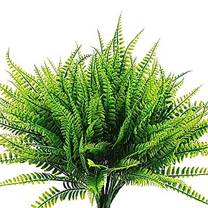 8 Pcs Artificial Boston Fern Plants Bushes Faux Plants Shrubs Greenery UV Resistant for House Office Garden Indoor Outdoor Décor