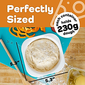 GSM Brands Pizza Dough Proofing Boxes - Stackable Commercial Quality Trays with Covers (5.3 x 5.3 x 2.5 Inches, 20 fl. oz. Each) - 6 Trays and 6 Covers