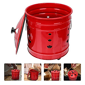 Metal Garden Incinerator Fire Bin: Enamel Burn Bin Stainless Steel Incinerator Burn Barrel Incinerator Cage Ash Bucket Fire Pit Wood Burning Pit for Outdoor Patio Backyard