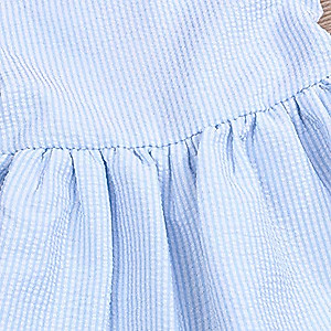 Toddler Girl Dress Cool Summer Young Girl Blue Striped Lace Suspender Party Pageant Dress