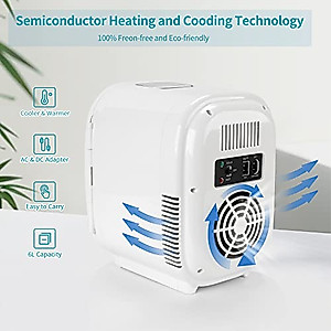 Ethereal Mini-Skincare-Fridge-for-Bedroom, 6 Liter/8 Can AC/DC Portable Thermoelectric Cooler and Warmer Compact Refrigerator, Portable Small Fridge for Skincare Foods Medications