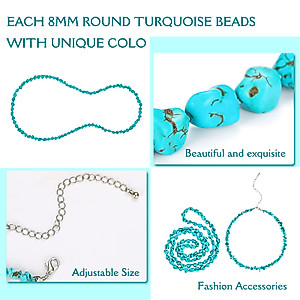 Glenmal 2 Pieces Long Turquoise Beads Endless Necklace Turquoise Choker Necklace Boho Western Necklaces for Women Handmade Turquoise Jewelry, 47'' and 14''