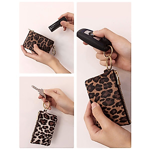 Heesch 2 Pack Mini Coin Purse Cheetah Change Purse Small Zipper Pouch Wallet for Women (Leopard & Ivory Leopard)