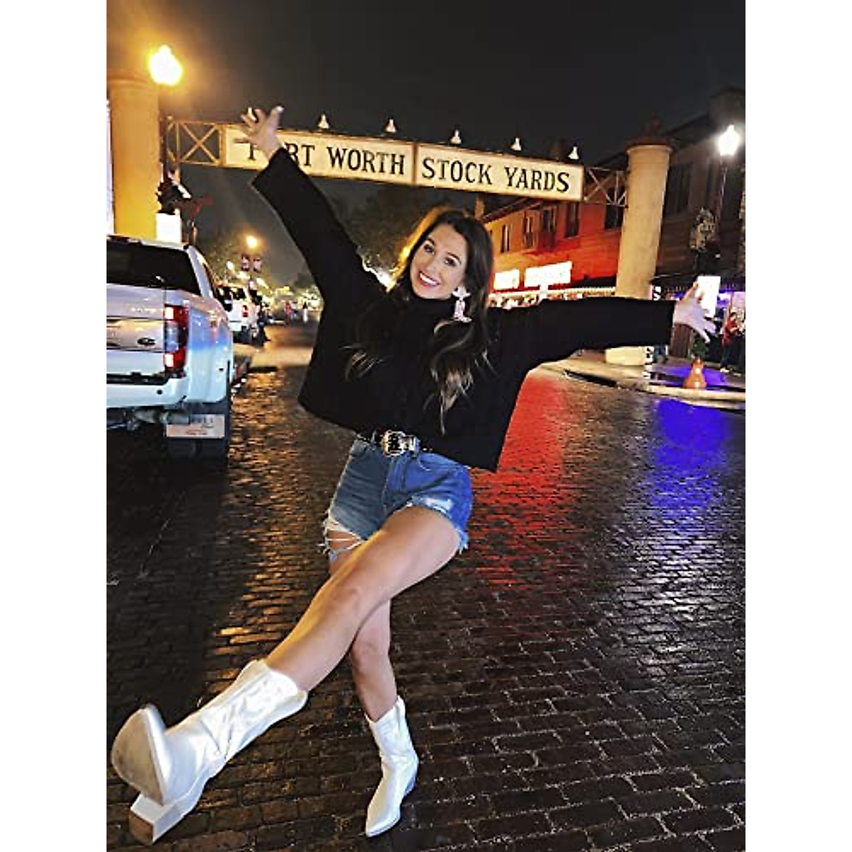 Western Country Earrings Sparkly Rhinestone Beaded Boots Hat Dangle Earrings for Women Fun Western Country Nashville Bachelorette Party Earrings Jewelry Gifts